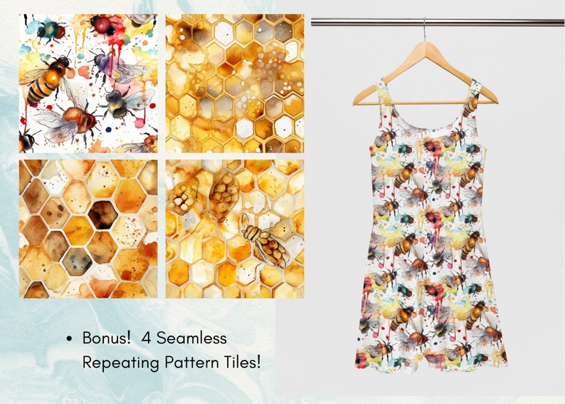 Watercolor Honey Bee Transparent PNG Clipart Bundle Spring - Etsy