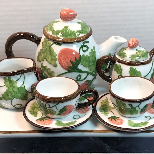 Strawberry Tea Set - Etsy