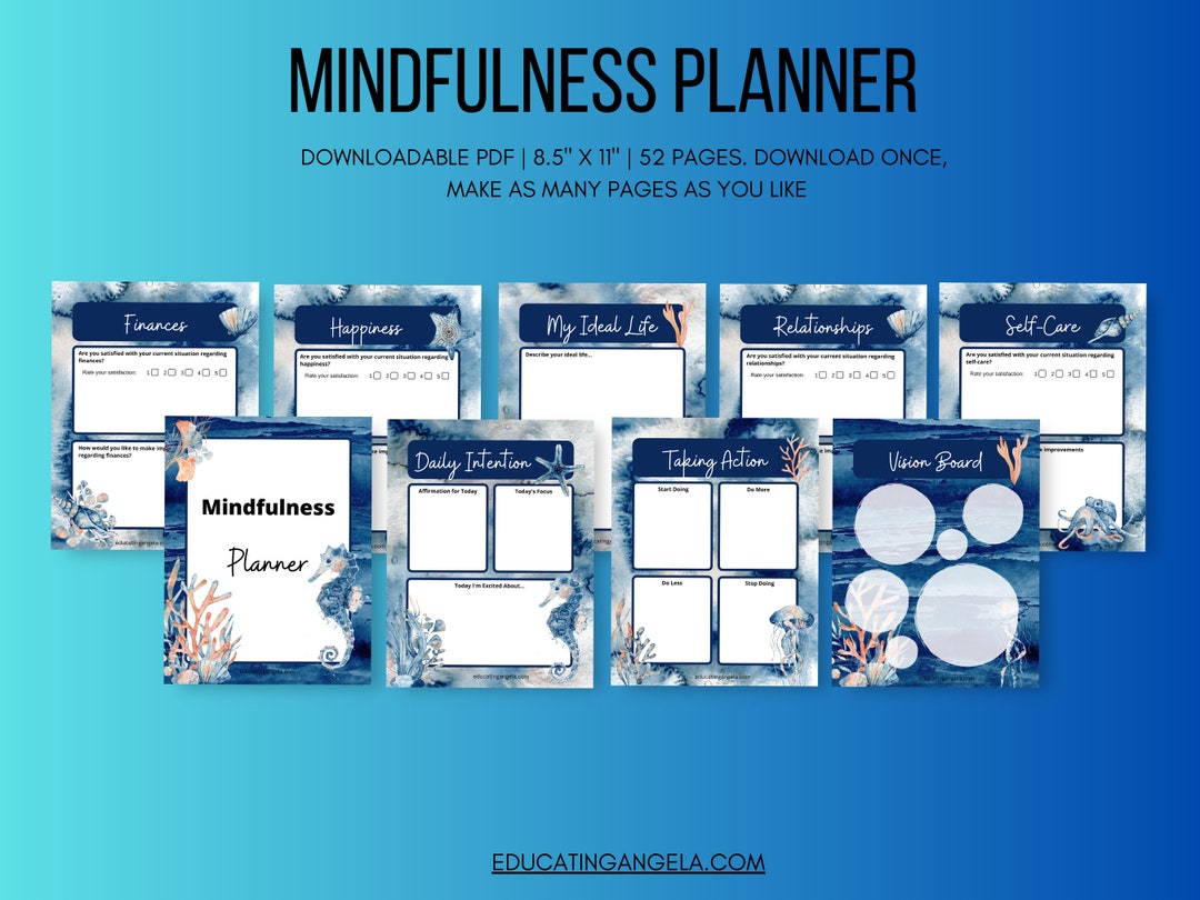 The Mindfulness Blue Ocean Theme Journal: Daily Practices, Writing ...