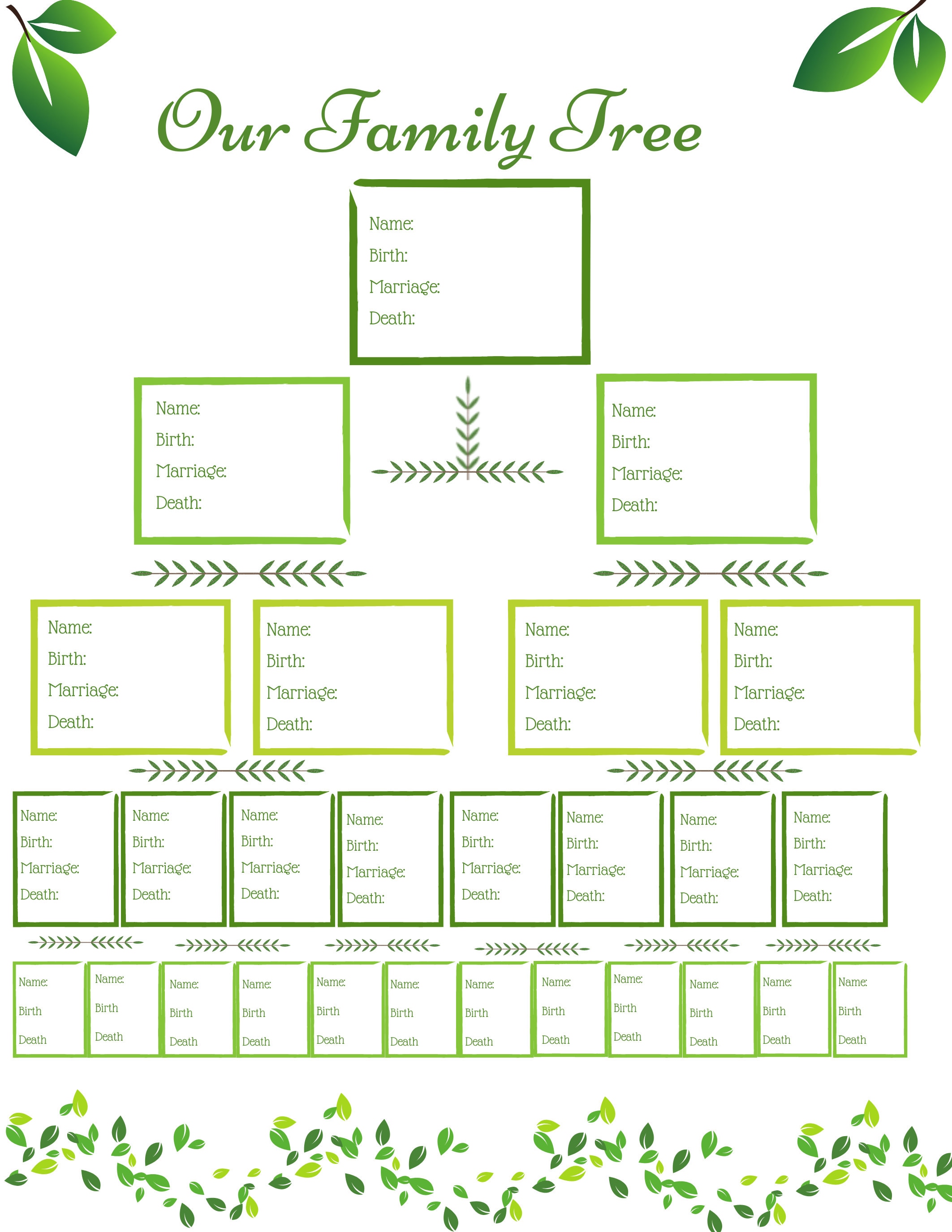 Family Tree Planner/journal, Minimalist, Genealogy, 4 Generations, 5 ...