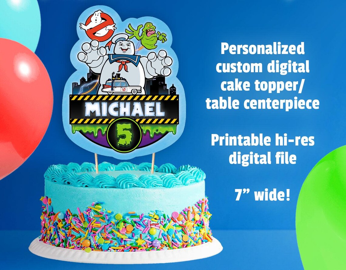 Personalized Ghostbusters Cake Topper – Stay Puft, Slimer (digital ...
