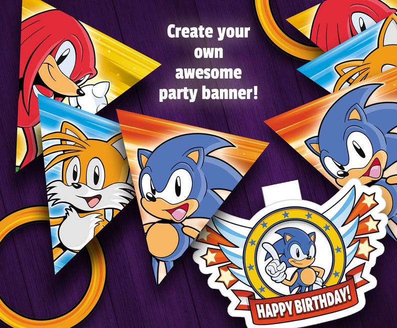 Sonic the Hedgehog Party Banner Digital Printable Birthday Party or ...