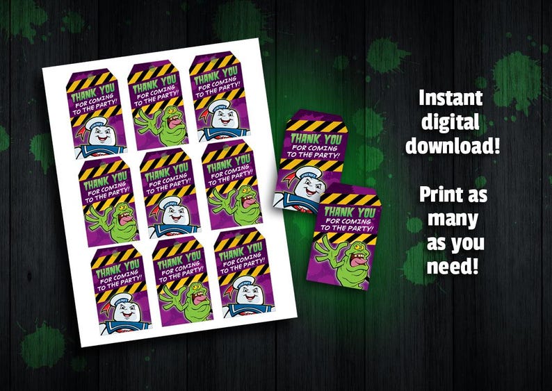 Ghostbusters Thank You Tags – Birthday Party Favors (digital Printable ...