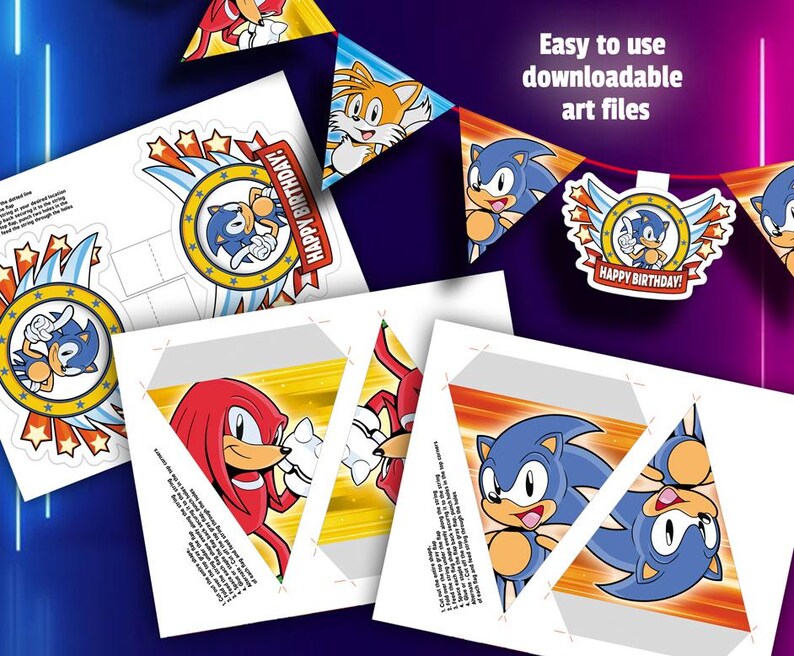 Sonic the Hedgehog Party Banner Digital Printable Birthday Party or ...