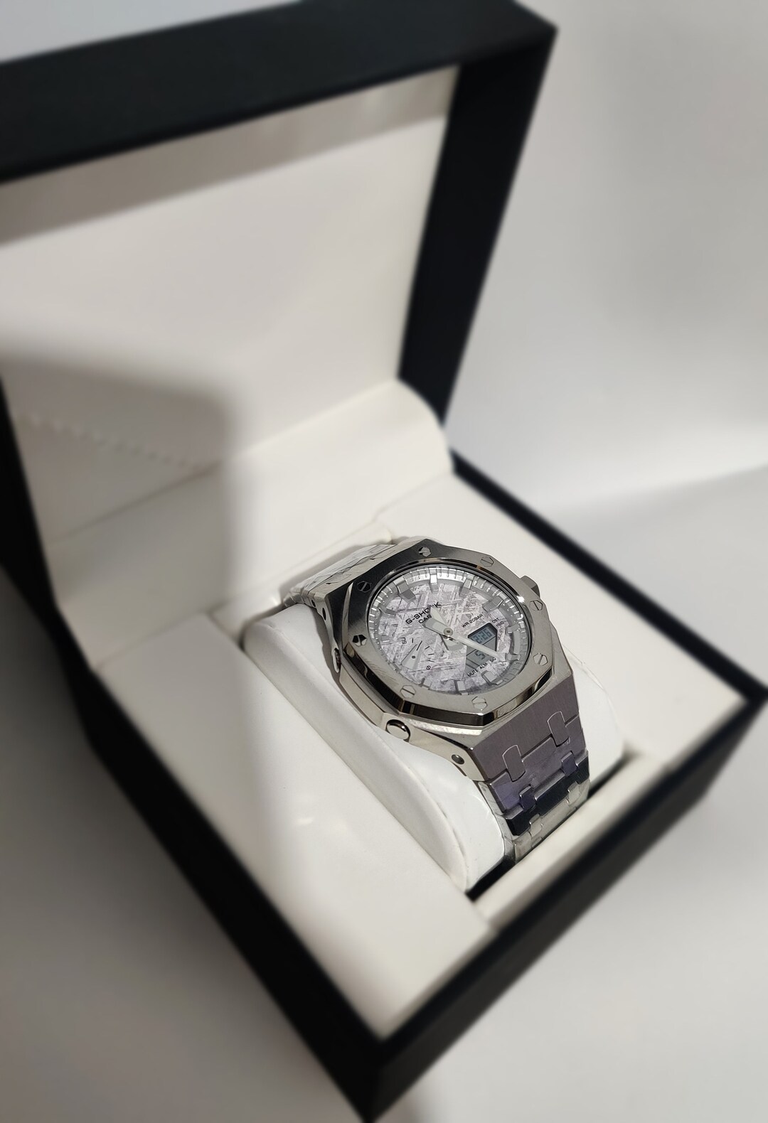 Custom Casio G-shock GA-2100 Casioak Mod, Silver Meteorite Dial, Gen 5 ...