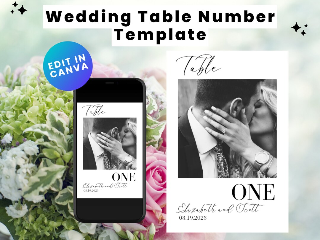 Wedding Event Table Numbers Canva Template, Digital Download, Bridal ...