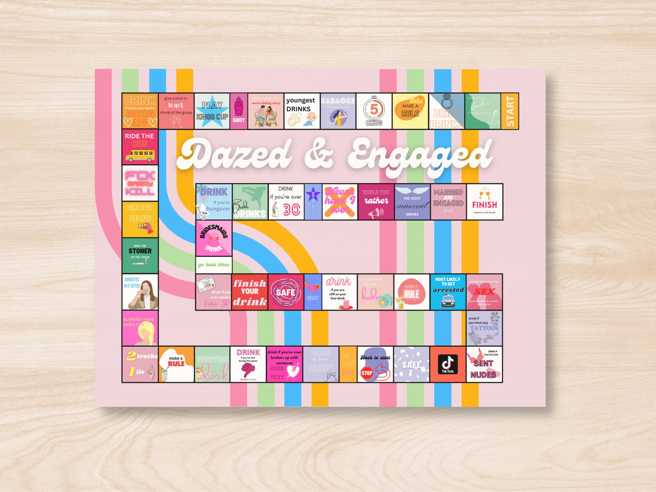 Bachelorette Board Game - Dazed and Engaged - Etsy