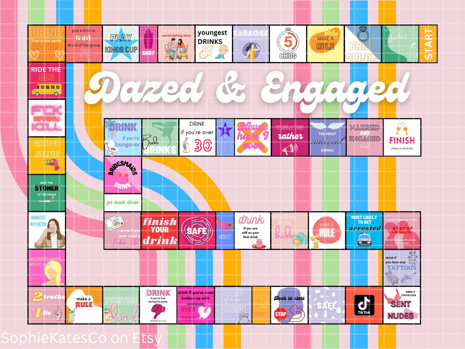 Bachelorette Board Game - Dazed and Engaged - Etsy