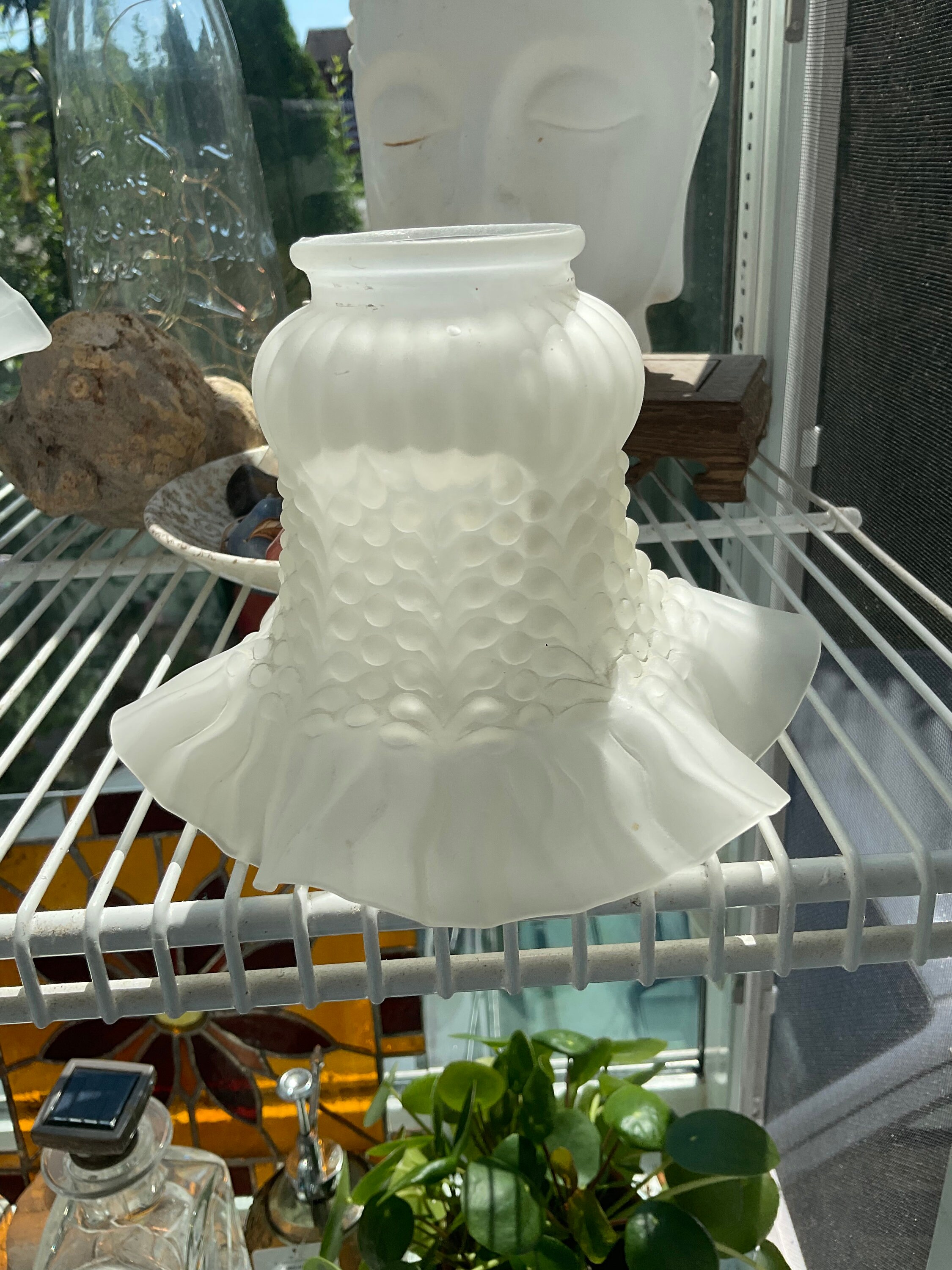 Vintage Frosted Glass Crimped Ruffled Lamp Shades Set of 2 V#026 - Etsy