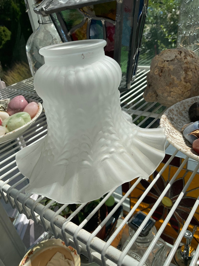 Vintage Frosted Glass Crimped Ruffled Lamp Shades Set of 2 V#026 - Etsy