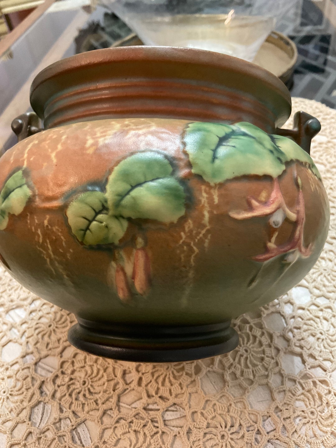 Roseville Pottery Fuchsia Jardinière 645-4 Green Circa. 1939 - Etsy