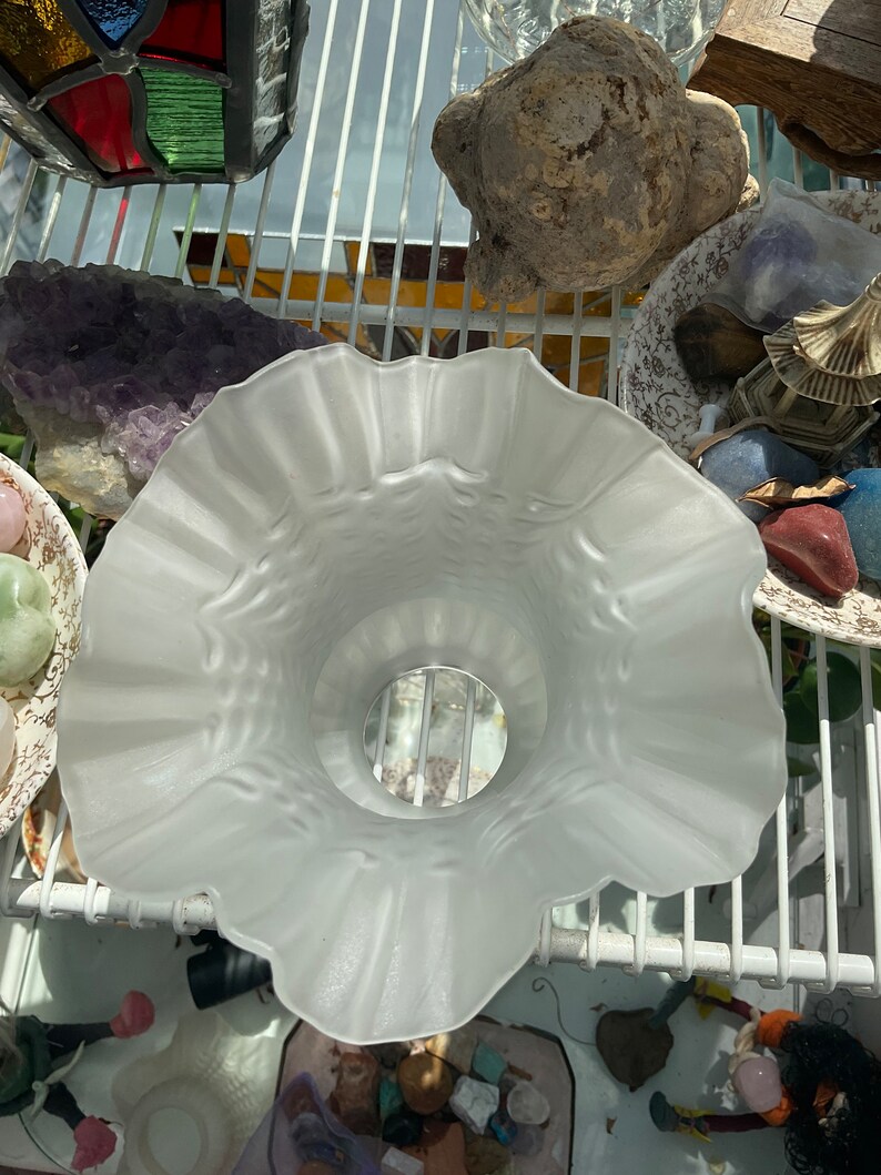 Vintage Frosted Glass Crimped Ruffled Lamp Shades Set of 2 V#026 - Etsy