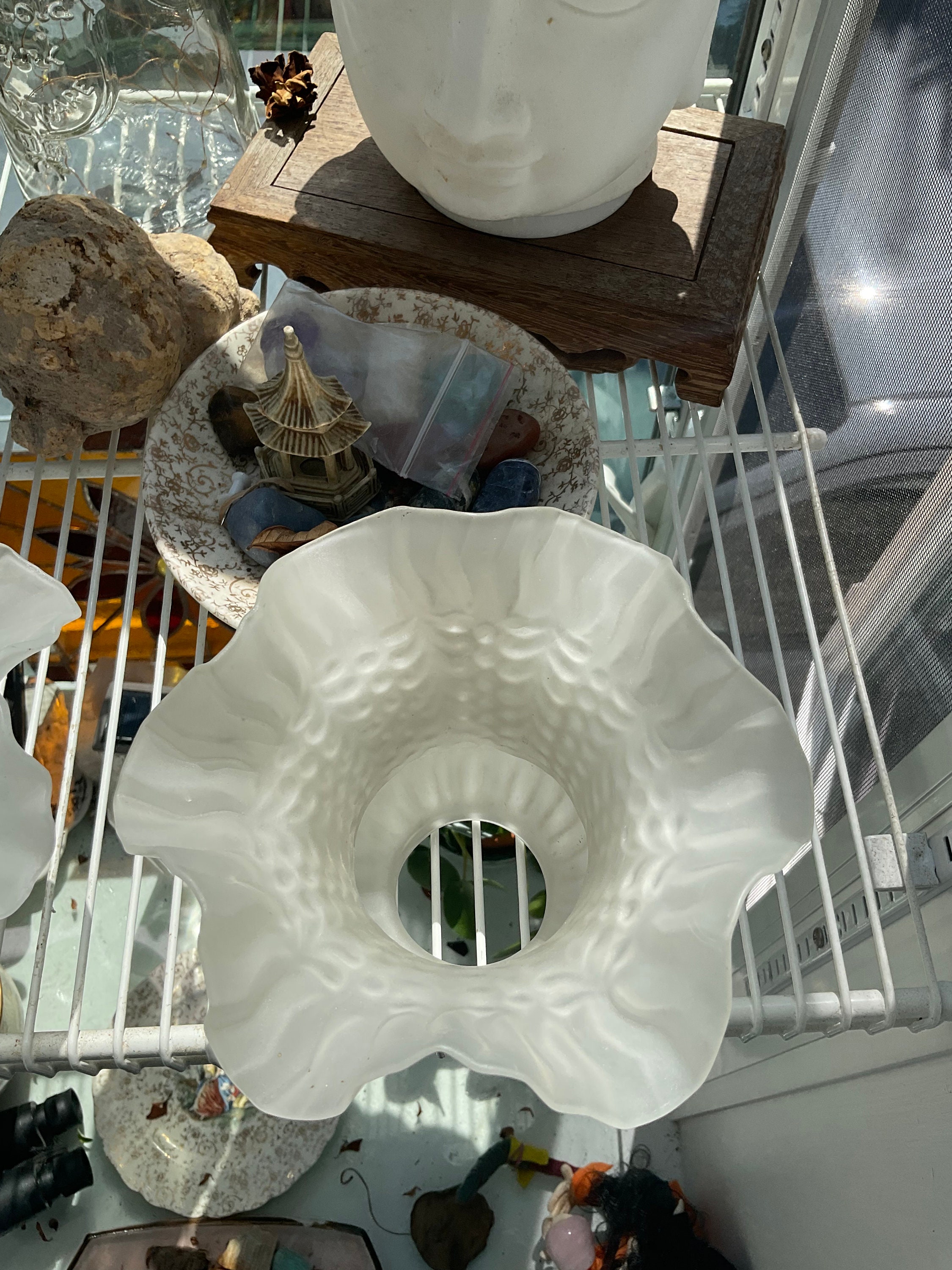 Vintage Frosted Glass Crimped Ruffled Lamp Shades Set of 2 V#026 - Etsy