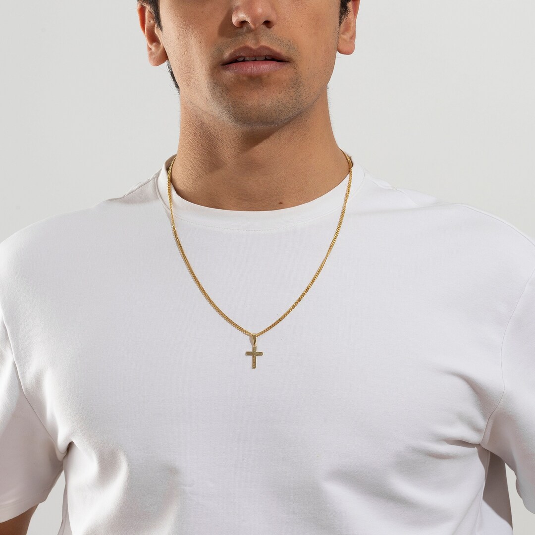 925 Sterling Silver Customized Cross Necklace - Men's Gold Cross ...