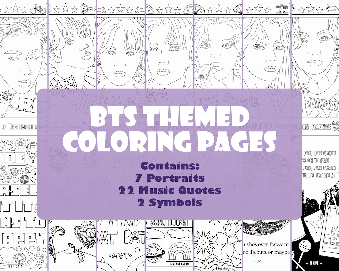 BTS Themed Coloring Pages | Printable Colouring Sheets | | Digital ...