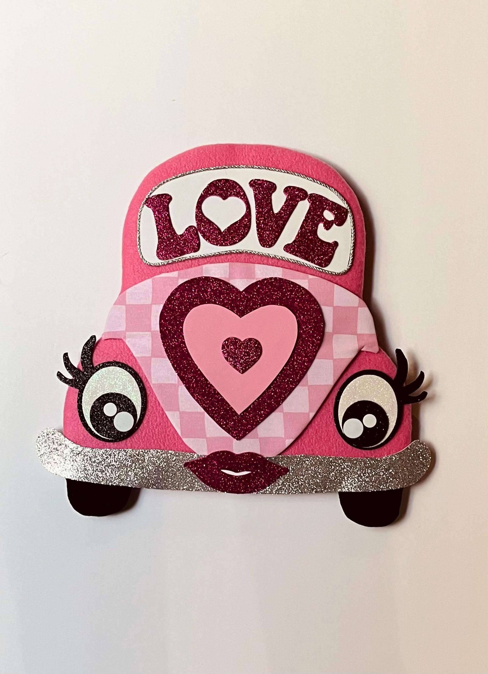 Valentine's Day Love Bug Wreath Attachment - Pink Heart VW Volkswagen ...