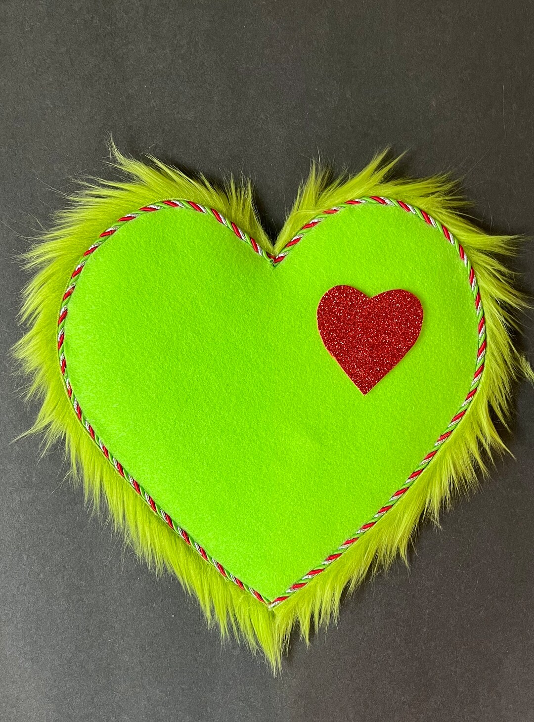 Christmas Monster Heart, Lime Green Furry Christmas Wreath Attachment ...