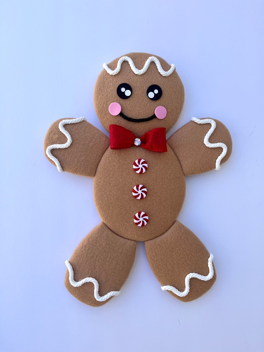 Large 16" Tall Gingerbread Man Christmas Wreath Attachment, Deco Mesh ...