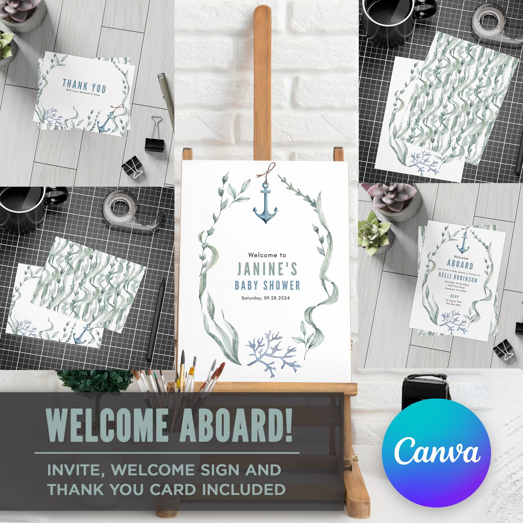 Nautical Baby Shower Bundle, Personalized Digital Package, Nautical ...