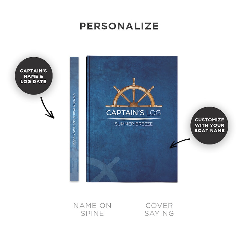 Custom Nautical Log Book, Personalized Captain's Journal for Boating ...