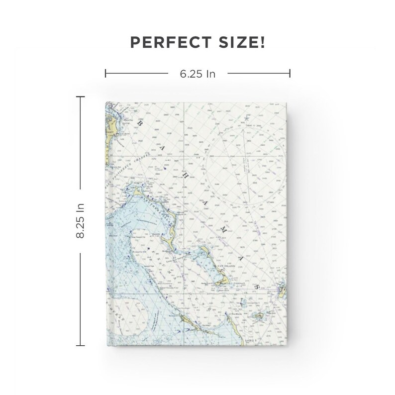 Sail-themed Nautical Map Hardcover Journal, Coastal Theme Notebook ...