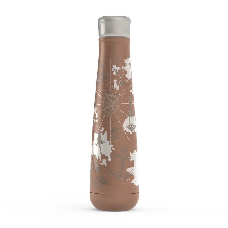 Nautical Water Bottle, Map Theme Tumbler, Vintage Design Water Bottle ...