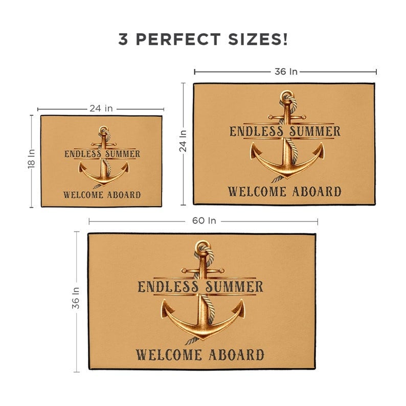 Welcome Aboard Nautical Anchor Floor Mat, Personalized Non-slip Outdoor ...