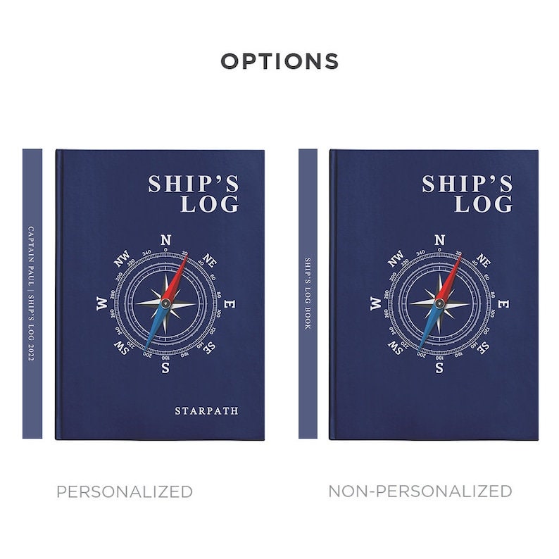 Custom Captain's Notebook With Compass Design, Personalized Nautical ...