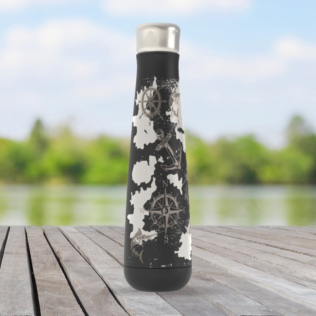 Nautical Water Bottle, Map Theme Tumbler, Vintage Design Water Bottle ...