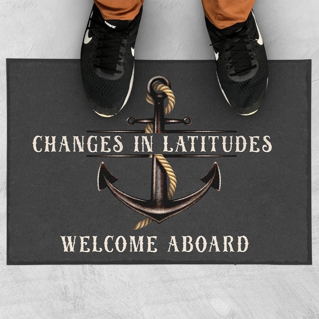 Custom Boat Name Welcome Mat, Personalized Nautical Anchor Floor Mat ...