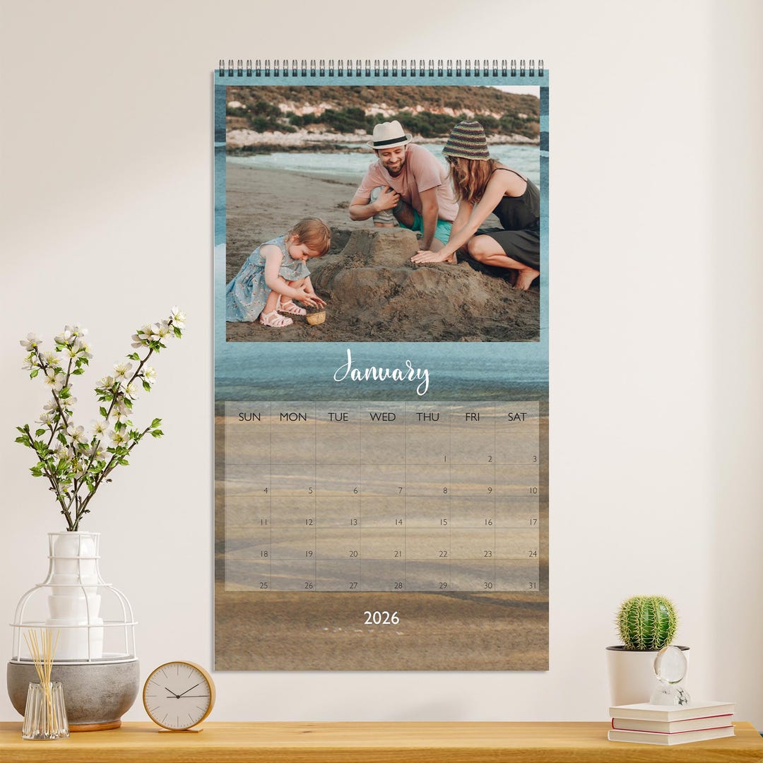Personalized Photo Calendar 2025, Blue Sea Summer Salty Waves Design ...
