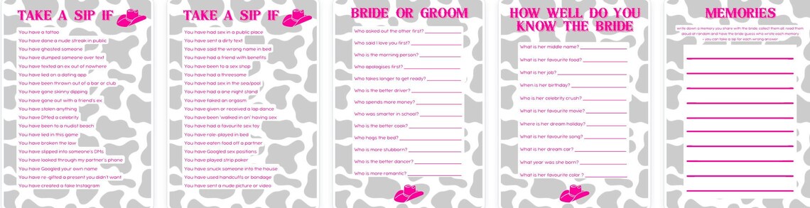 Cowgirl / Last Rodeo Bachelorette / Hens Party Games Instant - Etsy ...