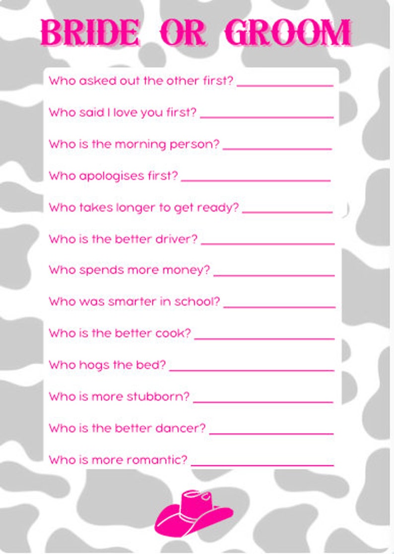 Cowgirl / Last Rodeo Bachelorette / Hens Party Games Instant - Etsy ...