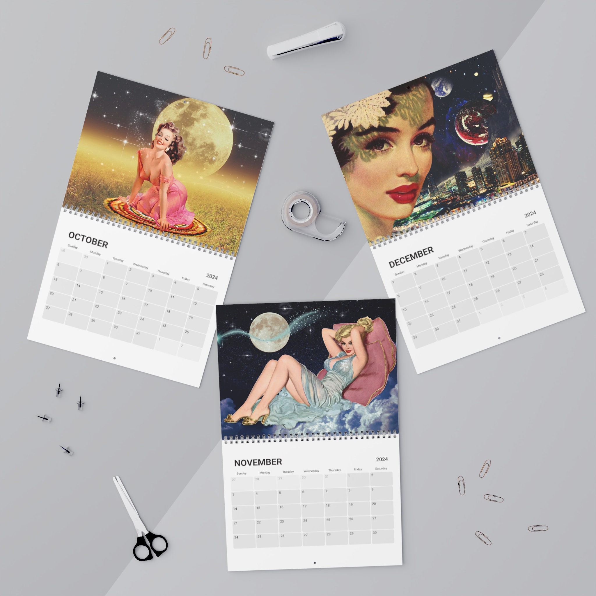 Space Age Cosmos Pin up Girls Calendar 2024 Indie Room Aesthetic ...