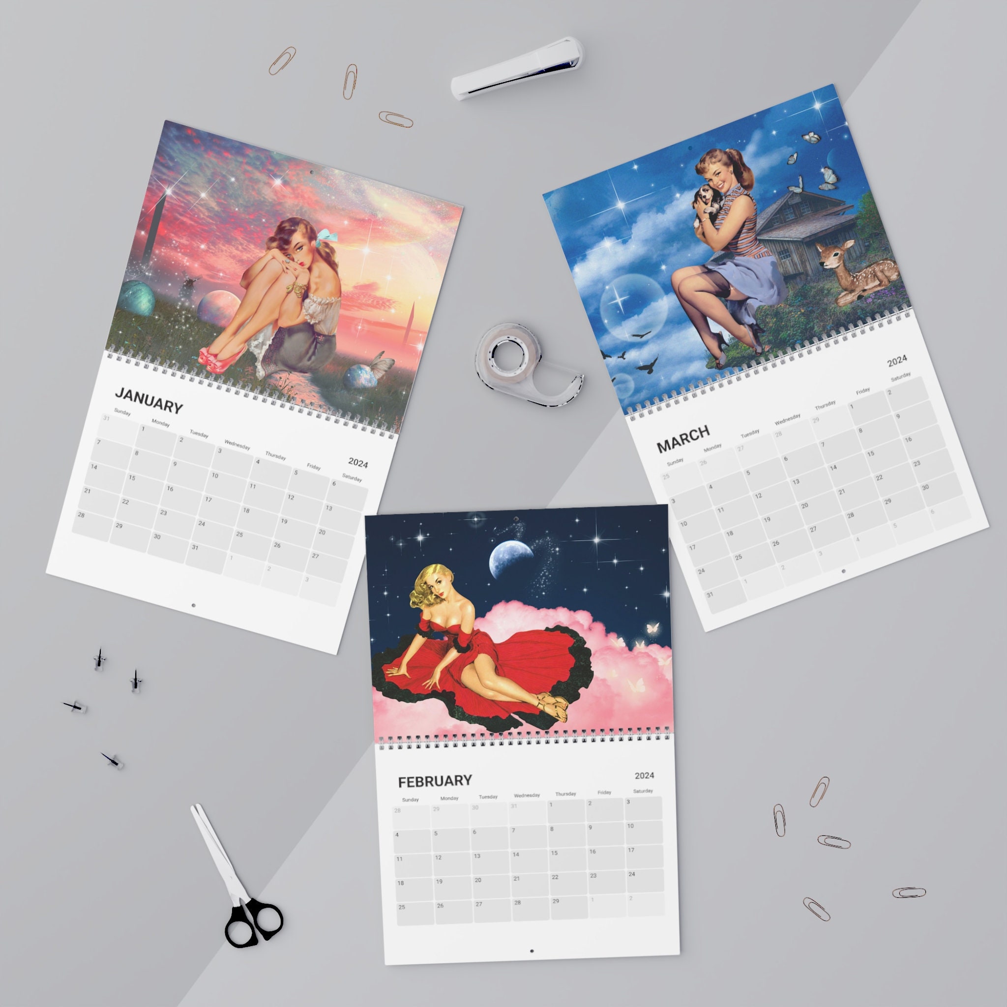 Space Age Cosmos Pin up Girls Calendar 2024 Indie Room Aesthetic ...