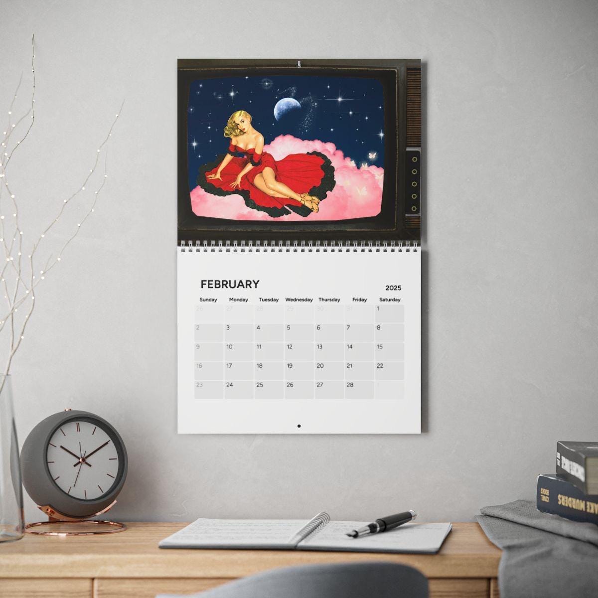 Retro TV Cosmic Pin up Girls Calendar (2025) | Indie Room Aesthetic ...