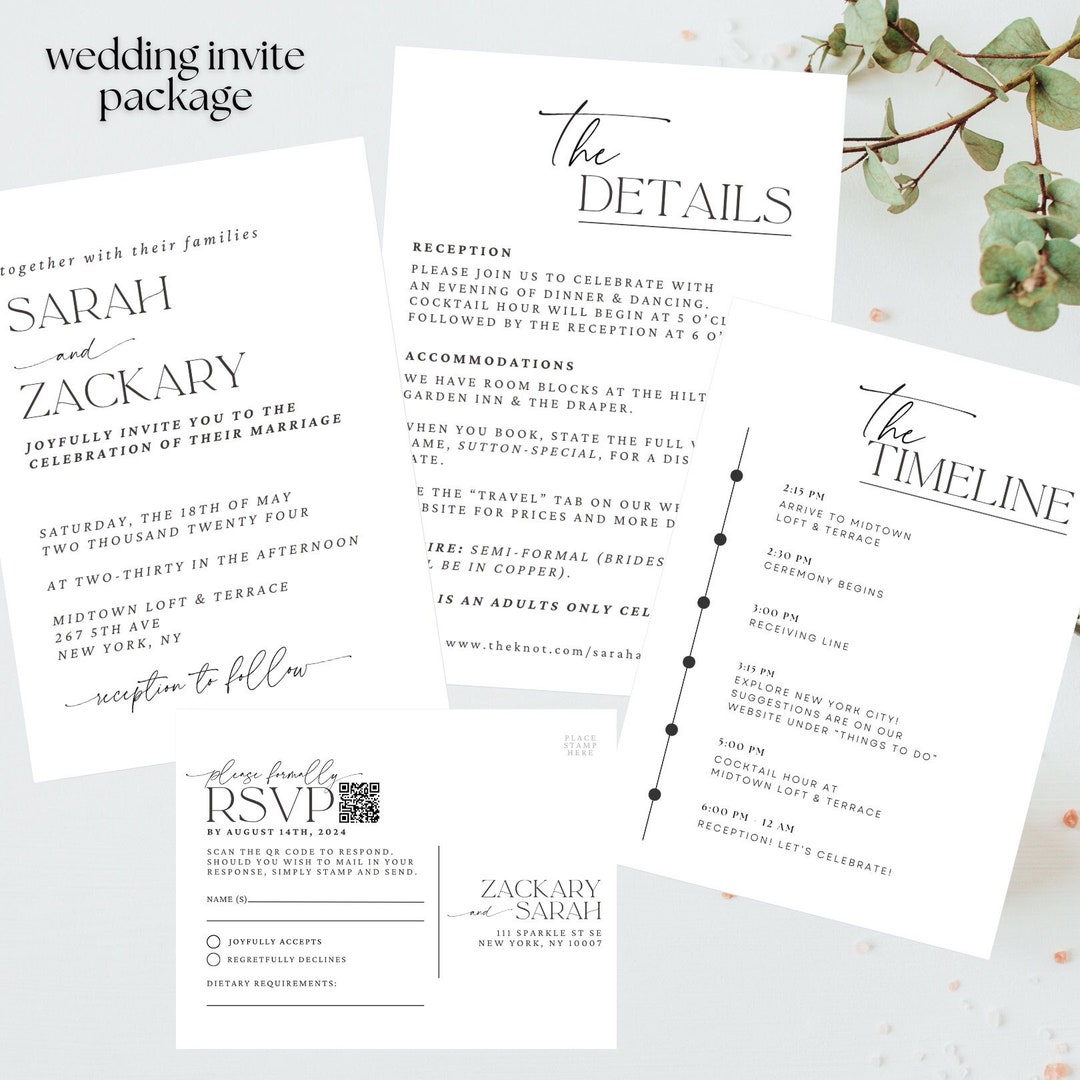 Luxury Wedding Invitation Templates | Wedding Invite Package | Simple ...