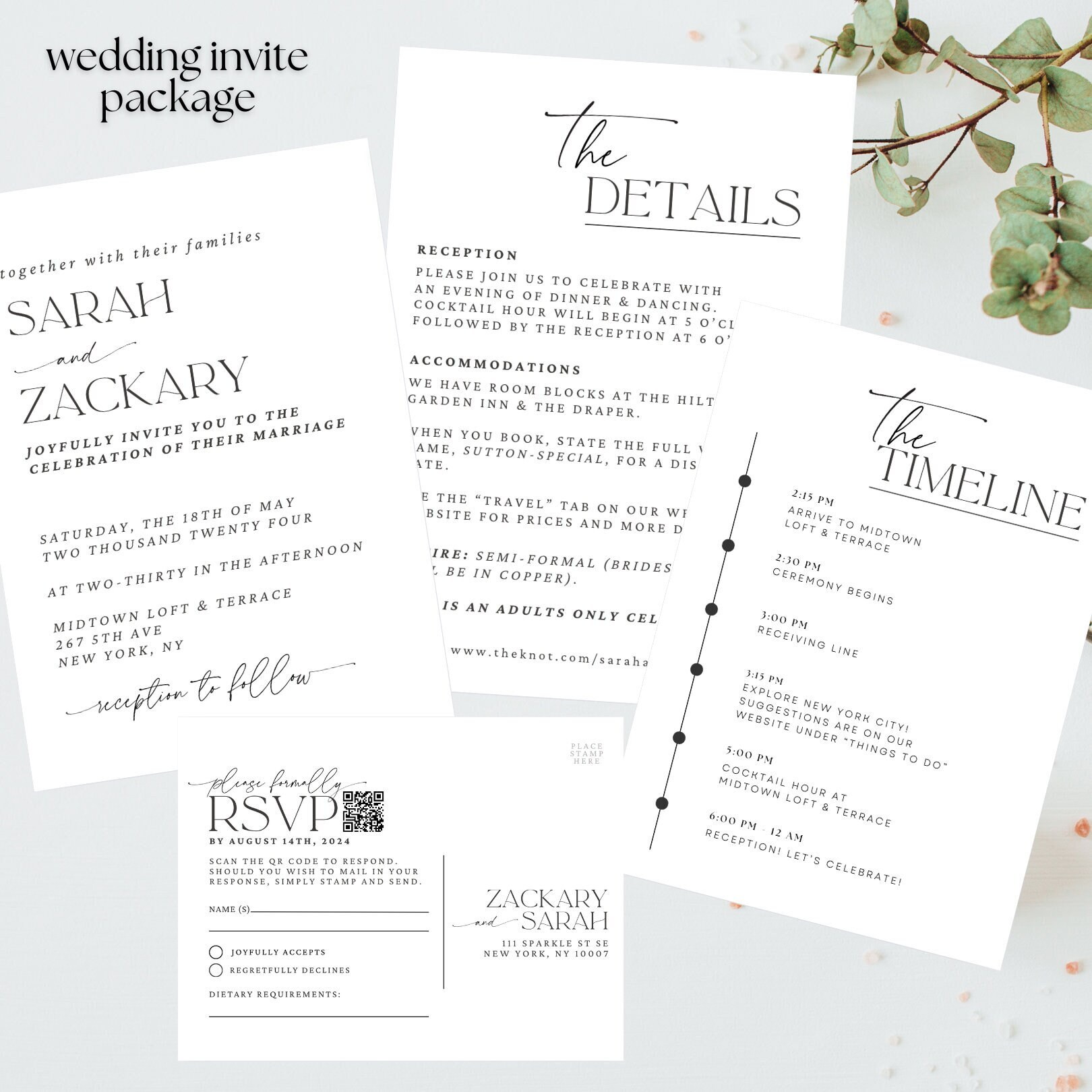 Luxury Wedding Invitation Templates | Wedding Invite Package | Simple ...