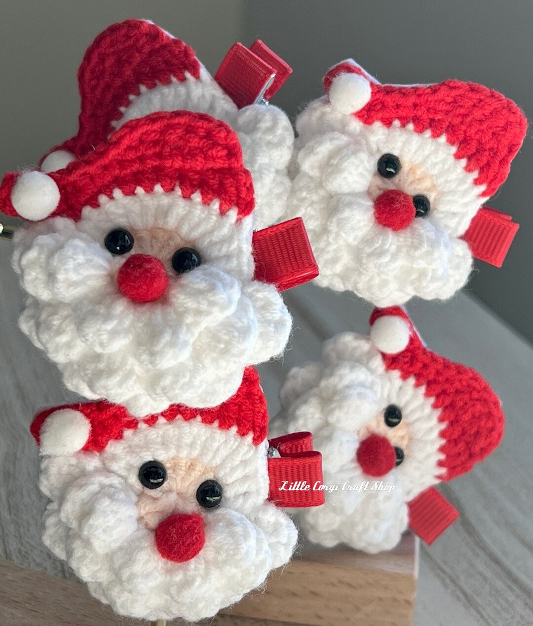 Adorable Crochet Santa Hair Clip, Handcrafted Crochet Hair Clips ...