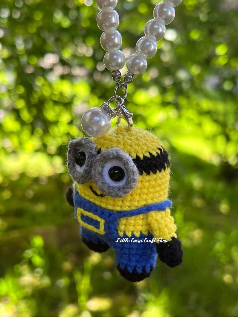 Handmade Crochet Minions Keychain, Cute Minion Purse Decor, Amigurumi ...