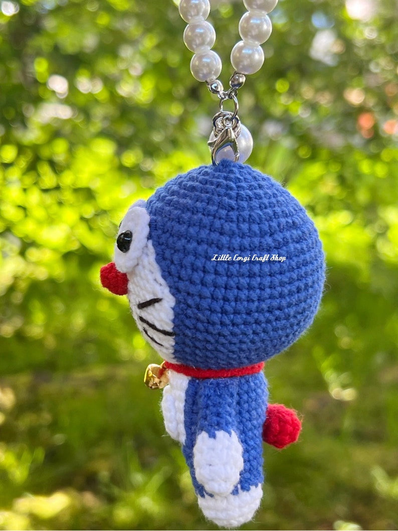 Handmade Doraemon Crochet Keychain and Purse Decor, Cute Anime ...