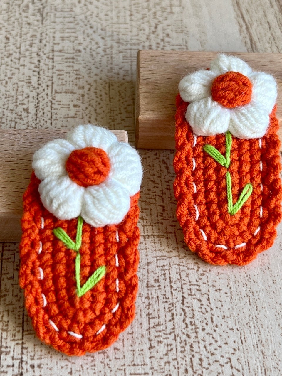 Handcrafted Crochet Floral Hair Clip: Tulip & Sunflower - Etsy