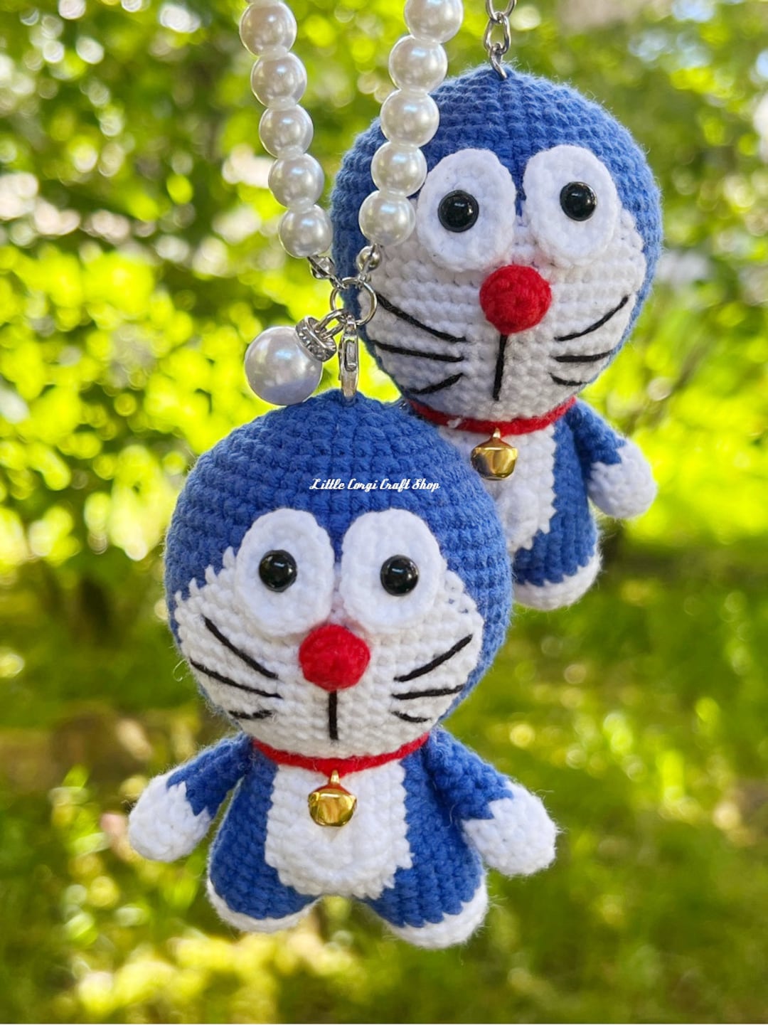 Handmade Doraemon Crochet Keychain and Purse Decor, Cute Anime ...