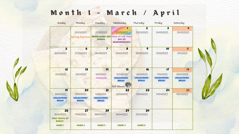 Zadokite Calendar 2023-2024 - Etsy