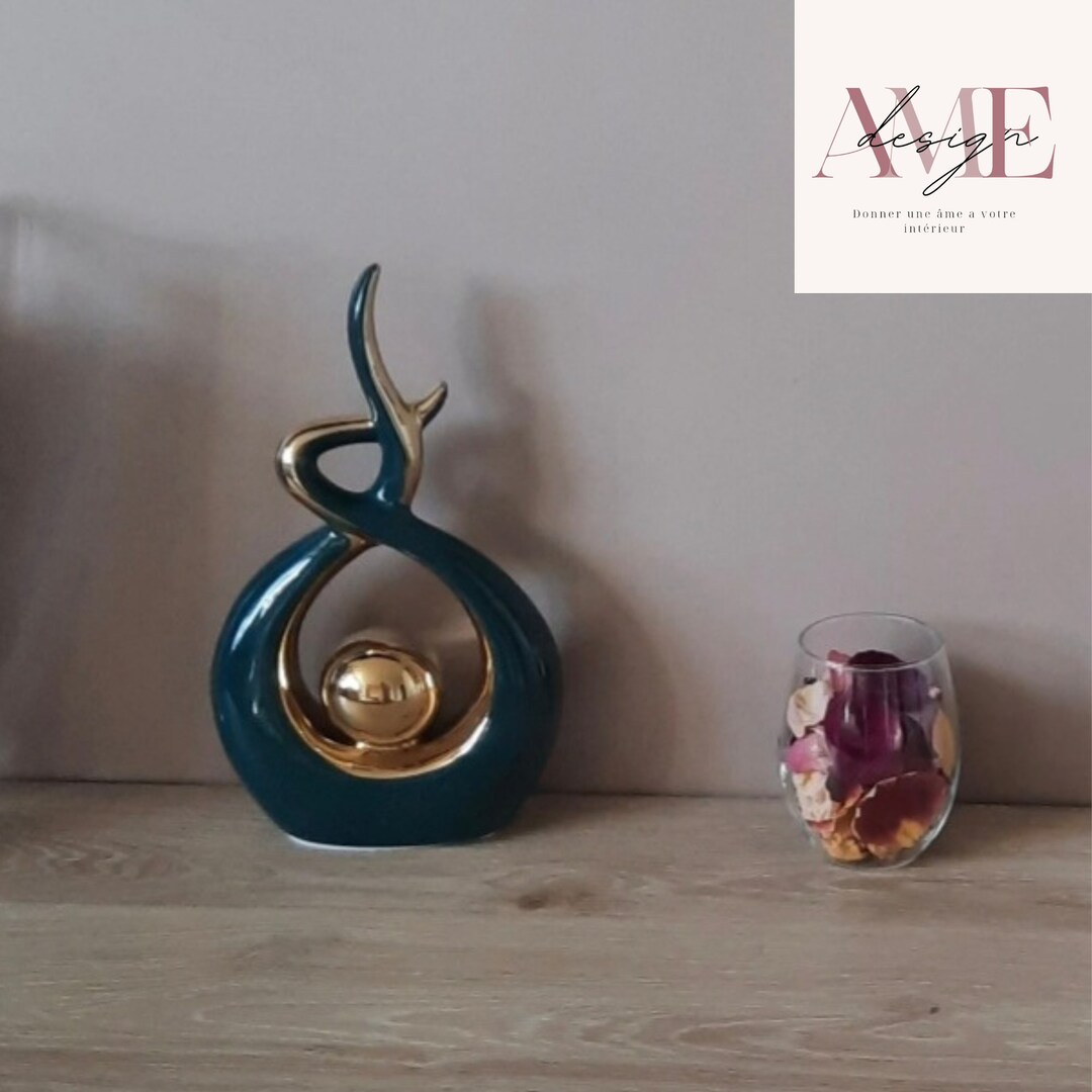 Abstract Blue Ceramic Figurine for Home Decoration, Craft Gift ...
