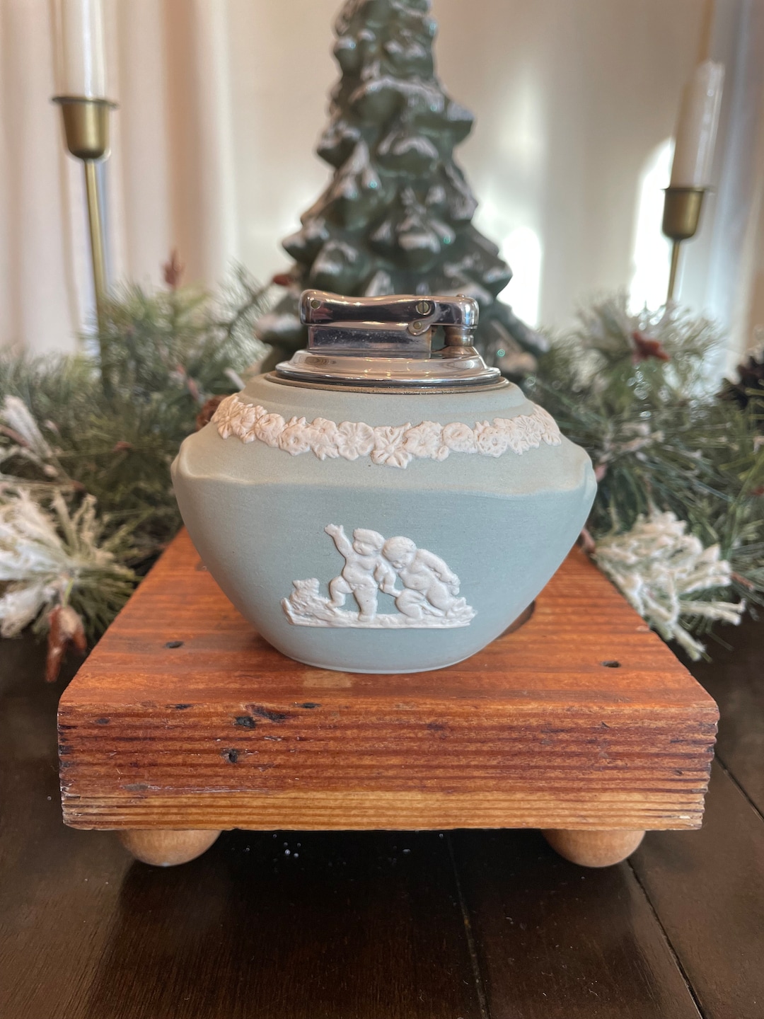 Vintage Sage Green Jasperware Colibri Table Lighter / Dudson Jasperware ...