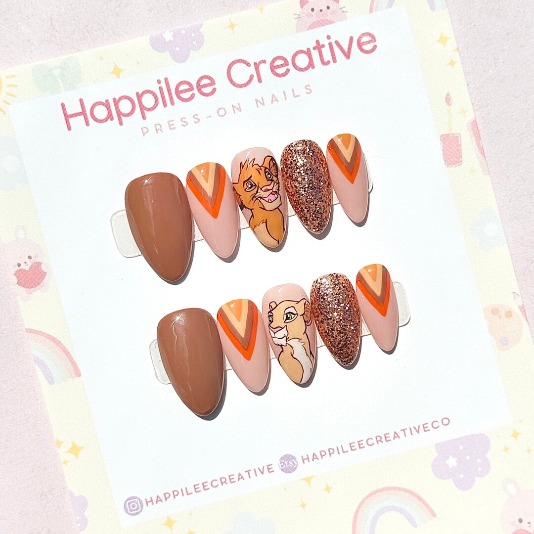 Simba and Nala Lion Disney Inspired Press on Nails Custom Hand Painted ...