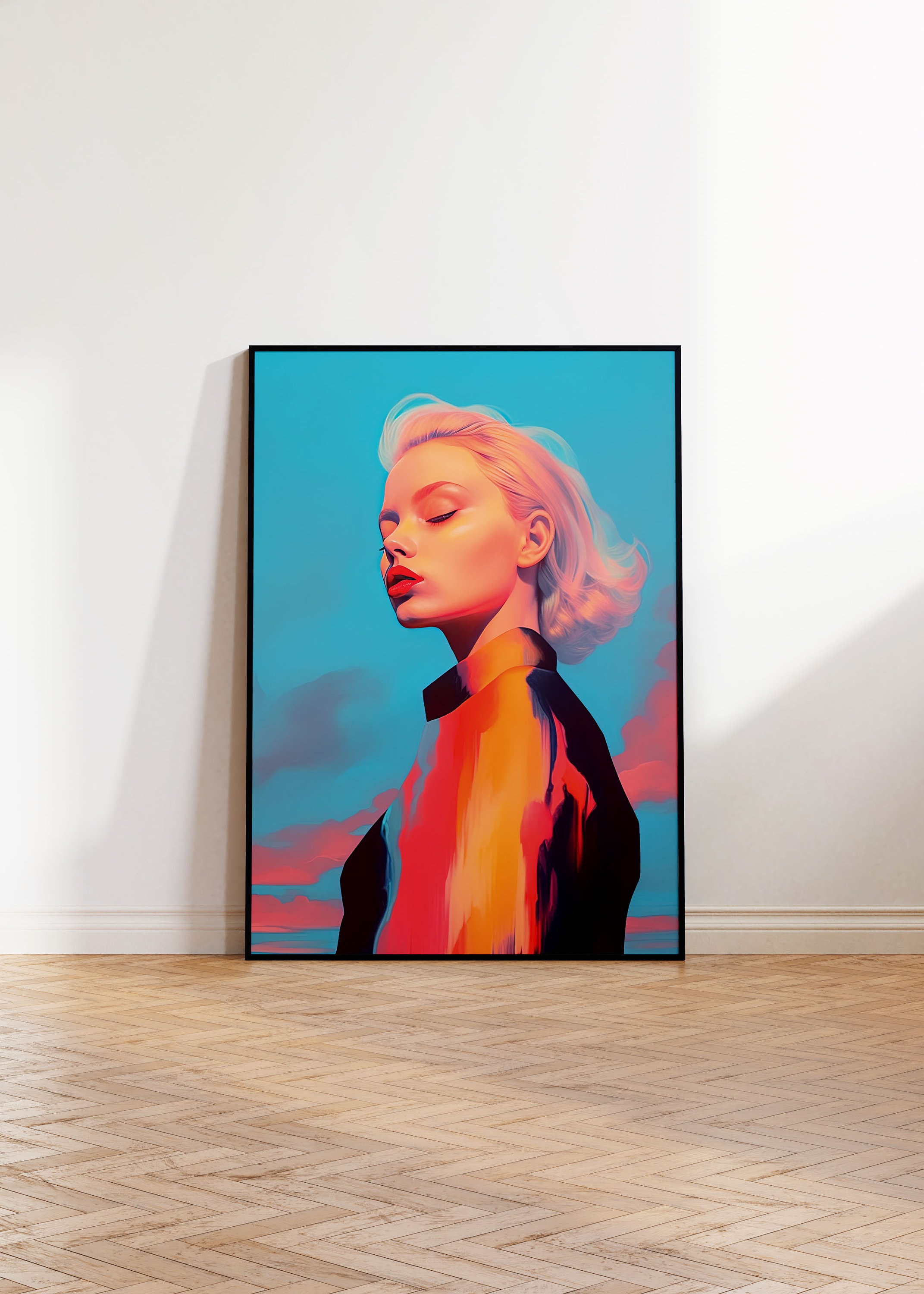 Blue and Orange Female Art Portrait Instant Download - Etsy