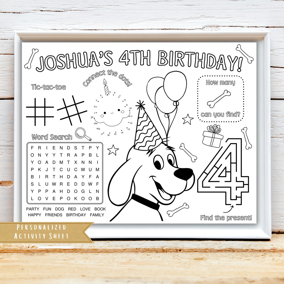 Dog Themed Birthday Party Activity Sheet Dog Party Favor - Etsy