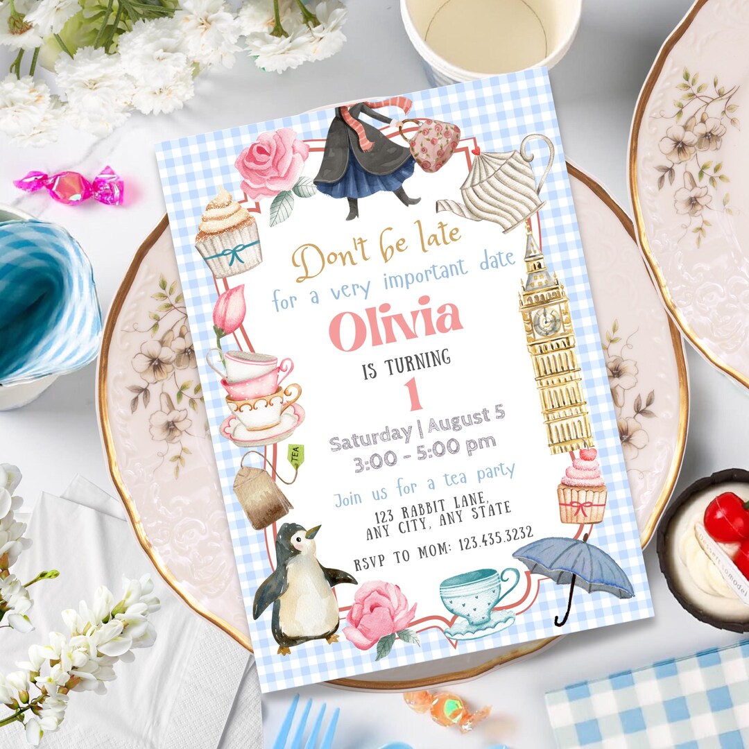 Editable London Tea Party Invitation: Nanny Theme (digital Invite) - Etsy